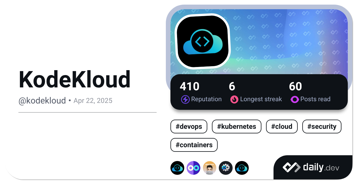 Recent posts by KodeKloud (@kodekloud) | daily.dev