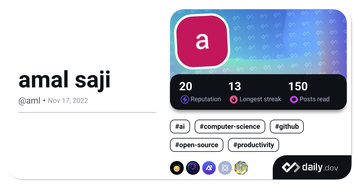 amal saji (@aml) | daily.dev