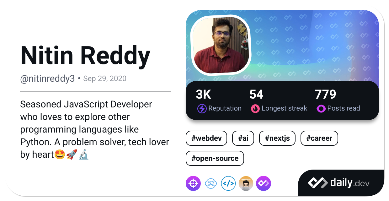 Recent posts by Nitin Reddy (@nitinreddy3) | daily.dev