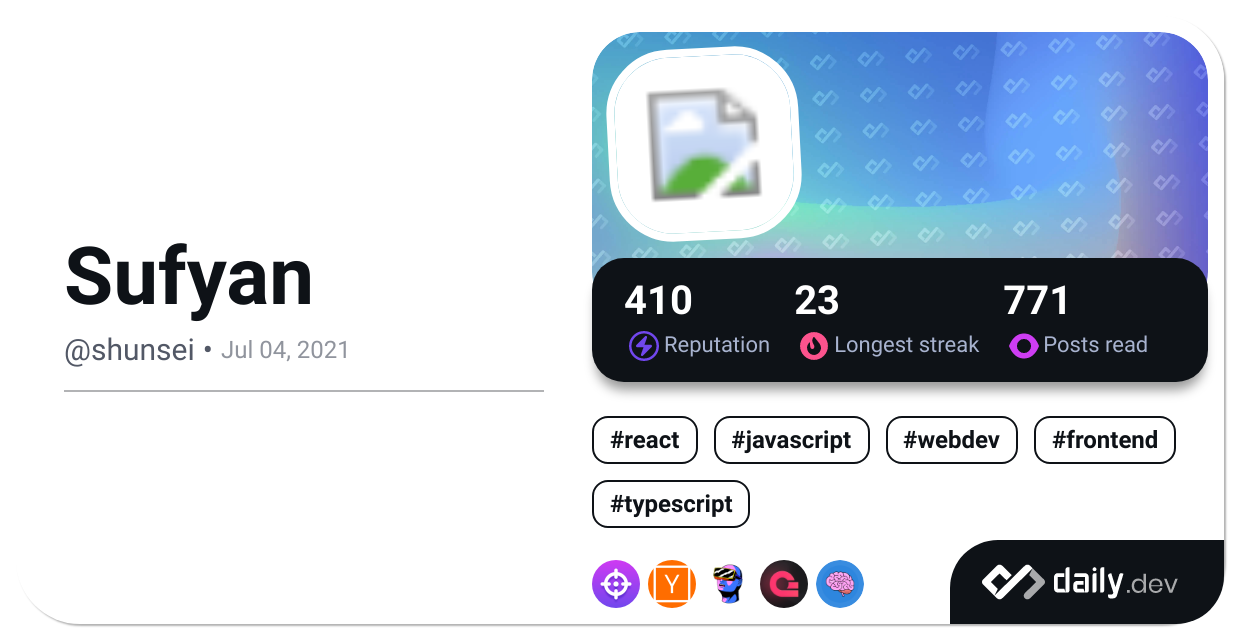 Sufyan (@shunsei) | daily.dev