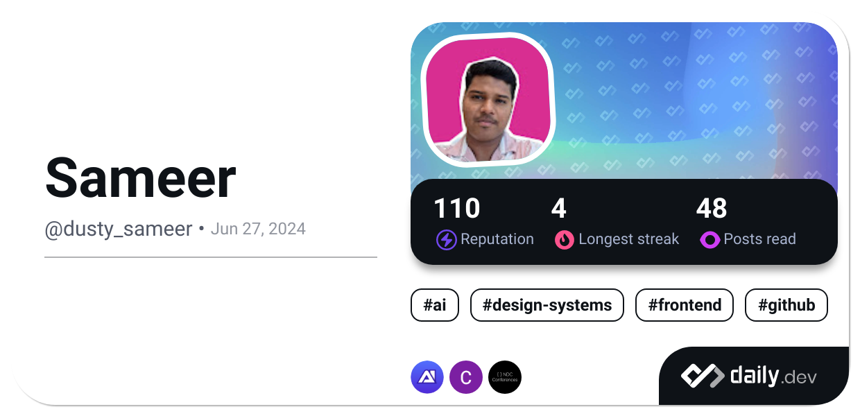Sameer (@dusty_sameer) | daily.dev