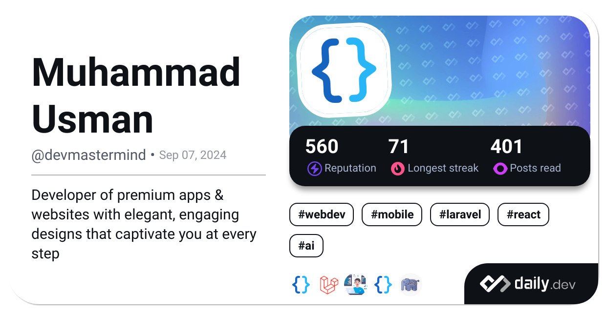 Muhammad Usman (@devmastermind) | daily.dev