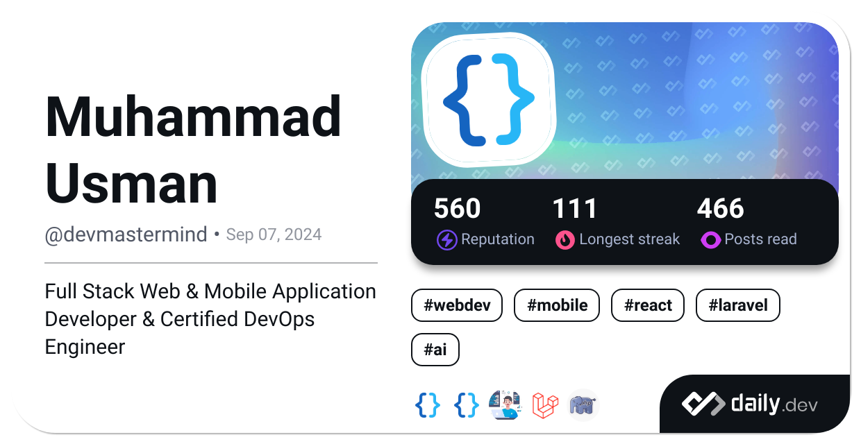 Recent posts by Muhammad Usman (@devmastermind) | daily.dev