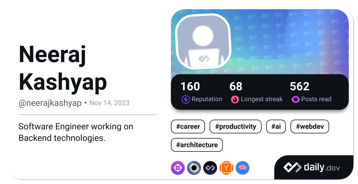 Neeraj Kashyap (@neerajkashyap) | daily.dev