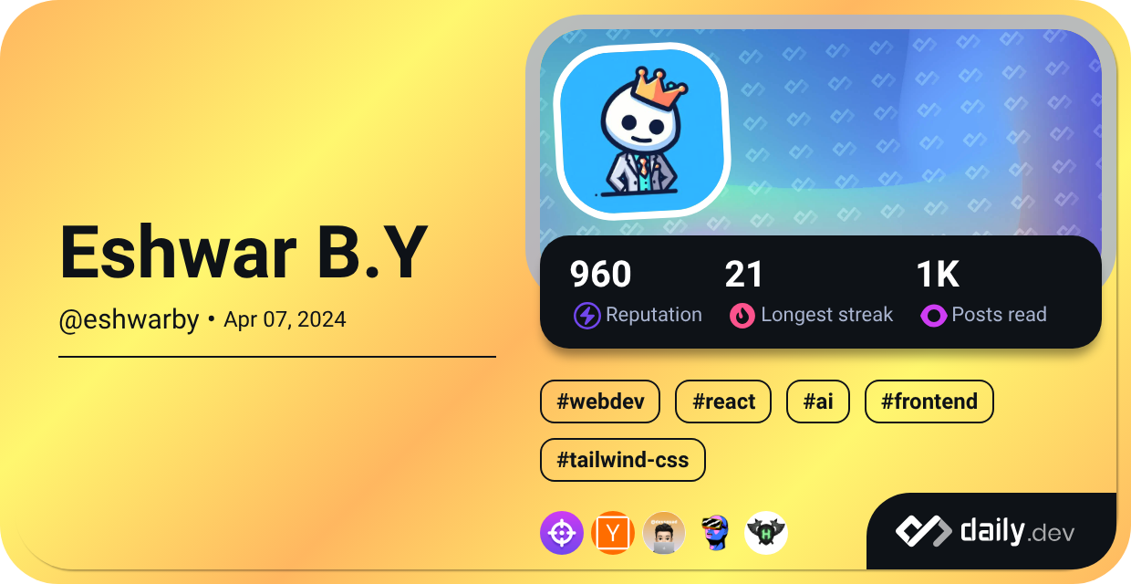 Eshwar B.Y (@eshwarby) | daily.dev