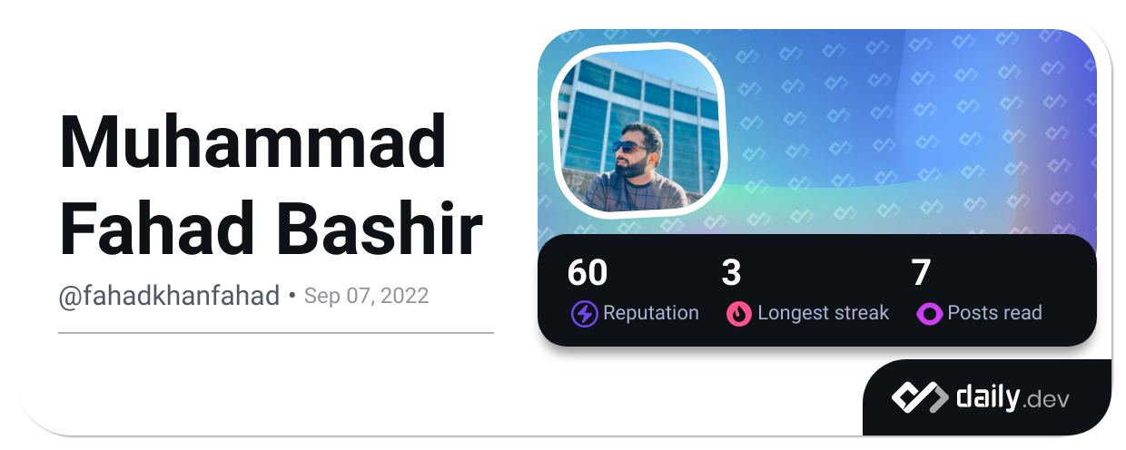 Muhammad Fahad Bashir (@fahadkhanfahad) | daily.dev
