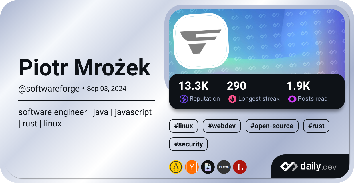 Piotr Mrożek (@softwareforge) | daily.dev