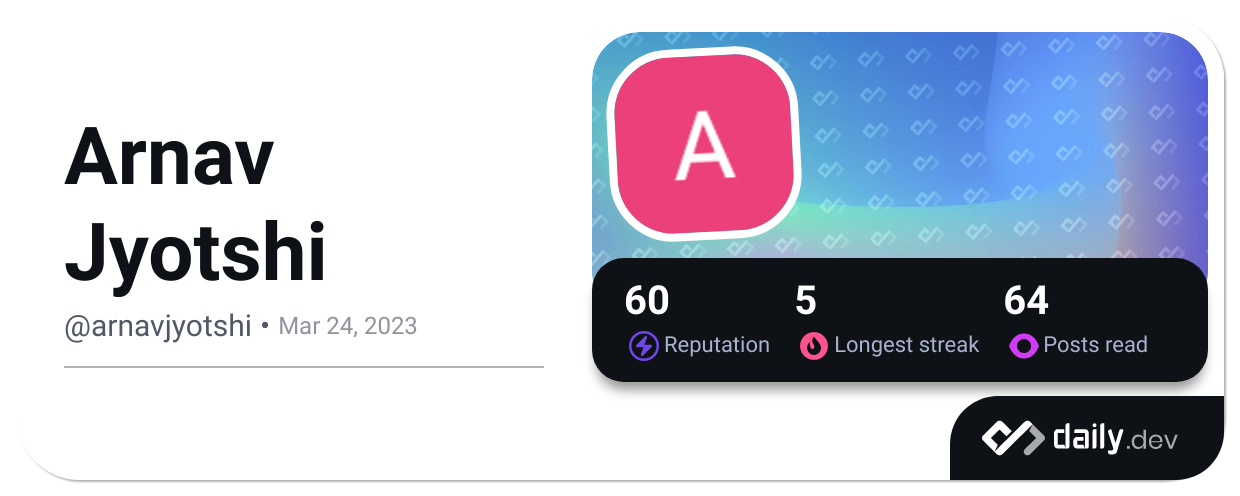Arnav Jyotshi (@arnavjyotshi) | daily.dev