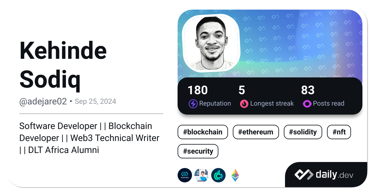 Kehinde Sodiq (@adejare02) | daily.dev