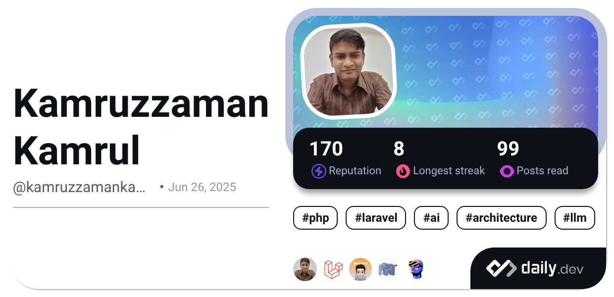 Kamruzzaman Kamrul (@kamruzzamankamrul) | daily.dev