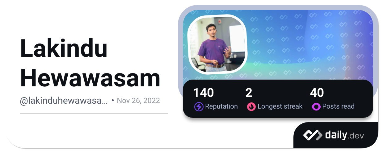 Lakindu Hewawasam (@lakinduhewawasam) | daily.dev
