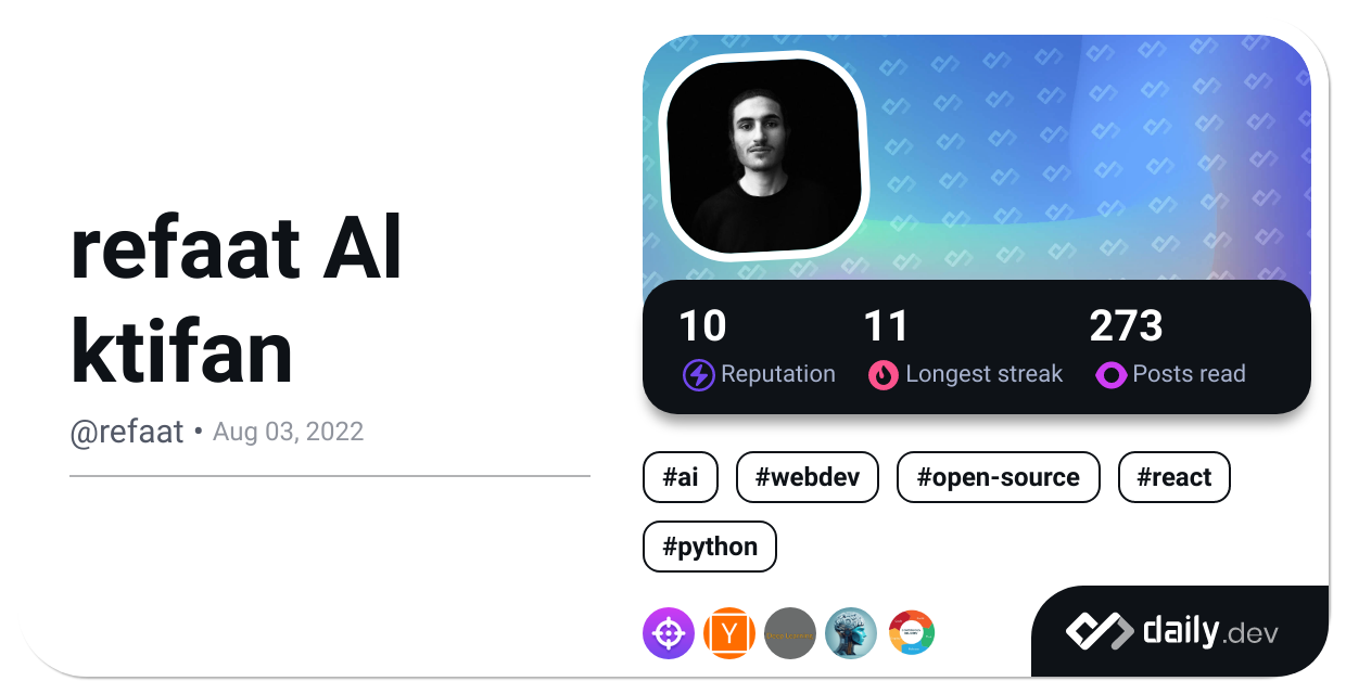 refaat Al ktifan (@refaat) | daily.dev