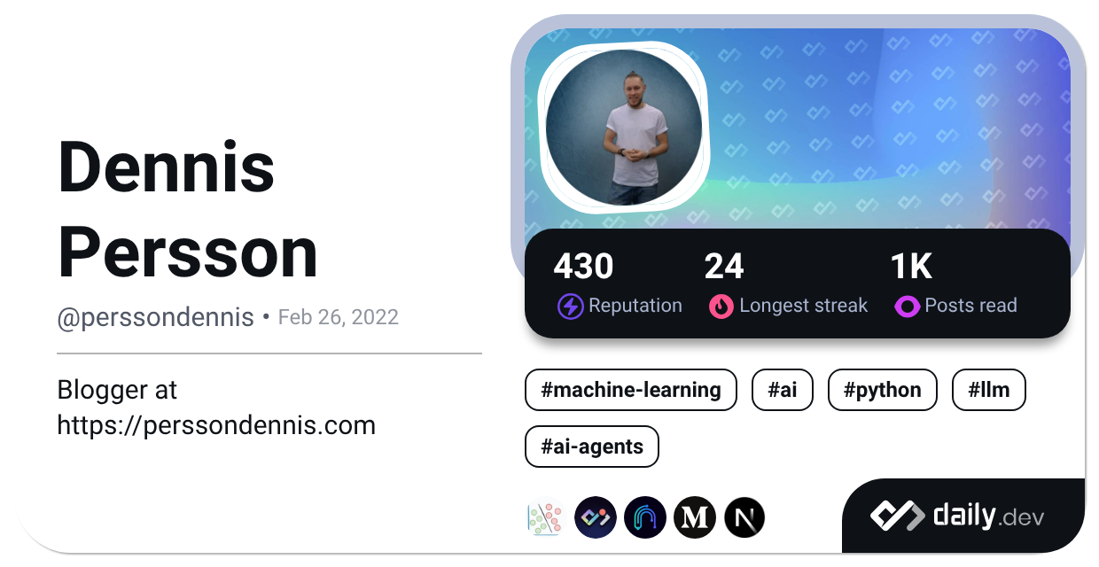 Recent posts by Dennis Persson (@perssondennis) | daily.dev