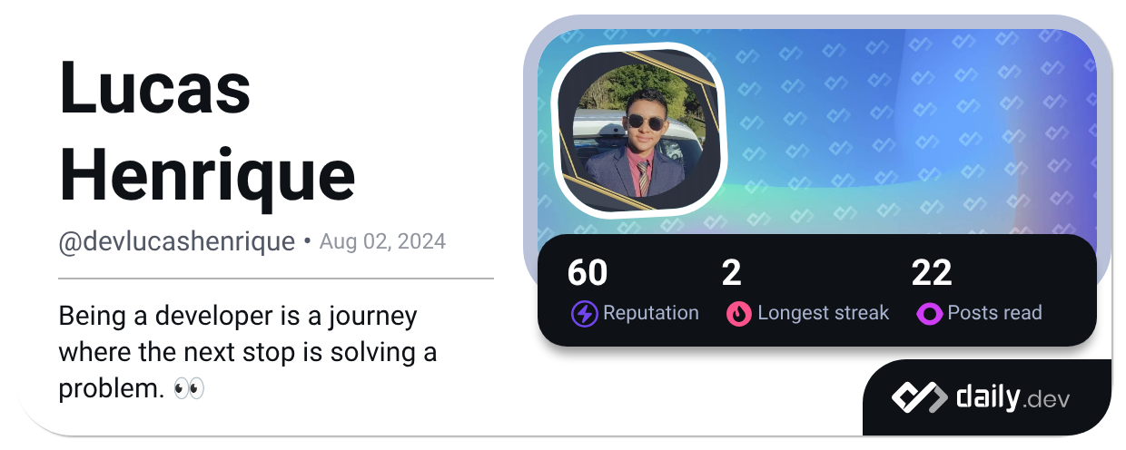 Lucas Henrique (@devlucashenrique) | daily.dev