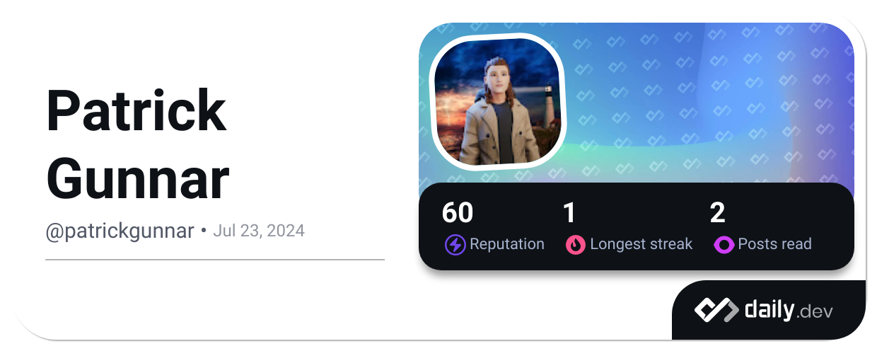 Patrick Gunnar (@patrickgunnar) | daily.dev