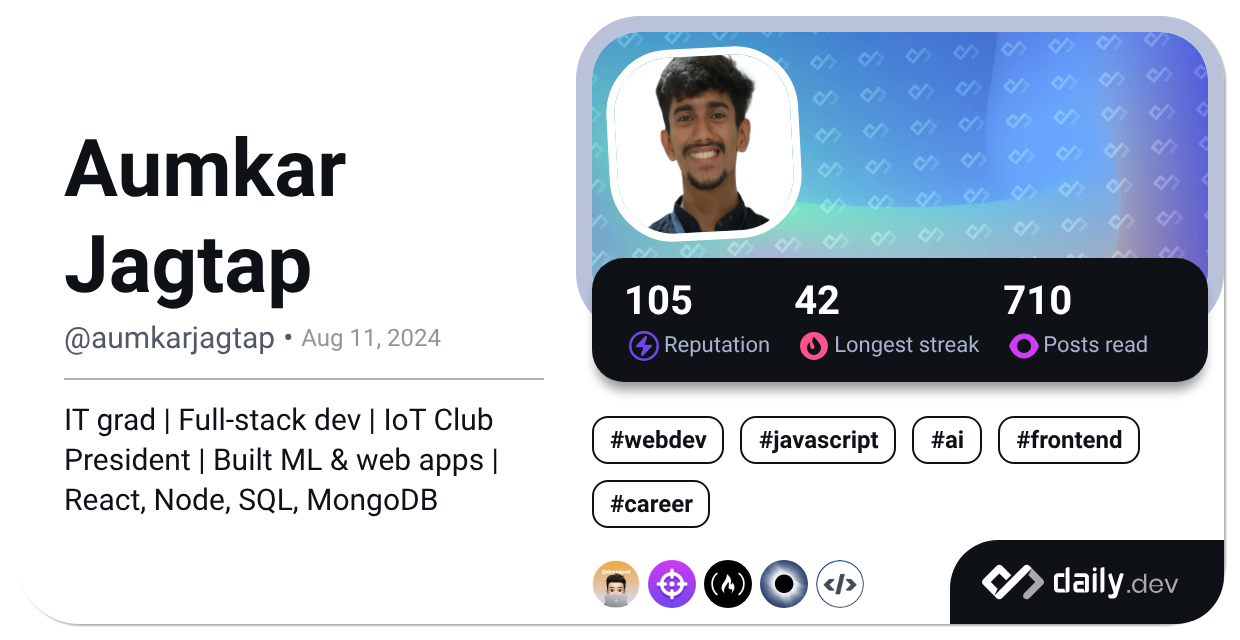 Aumkar Jagtap (@aumkarjagtap) | daily.dev