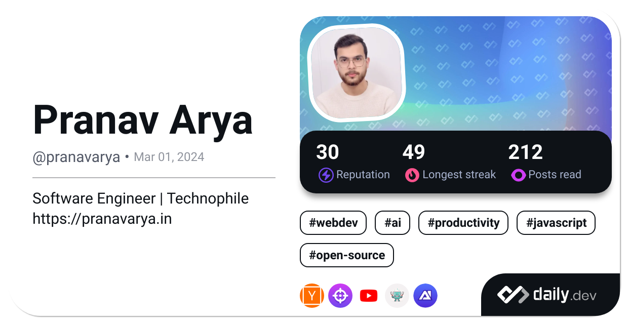 Recent posts by Pranav Arya (@pranavarya) | daily.dev