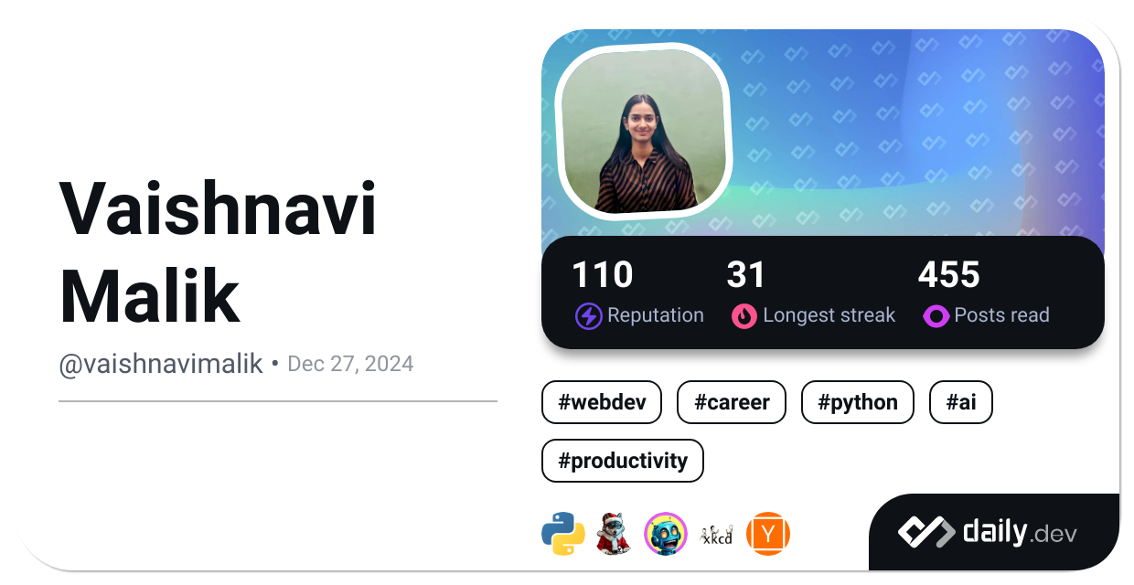 Recent posts by Vaishnavi Malik (@vaishnavimalik) | daily.dev