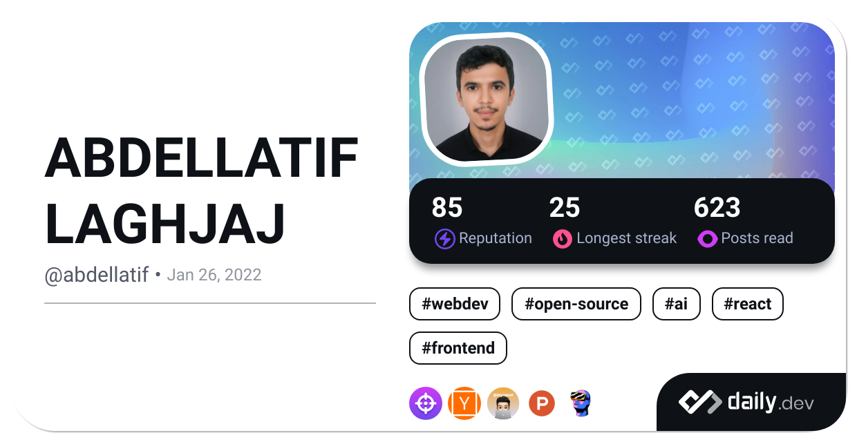 Recent posts by ABDELLATIF LAGHJAJ (@abdellatif) | daily.dev