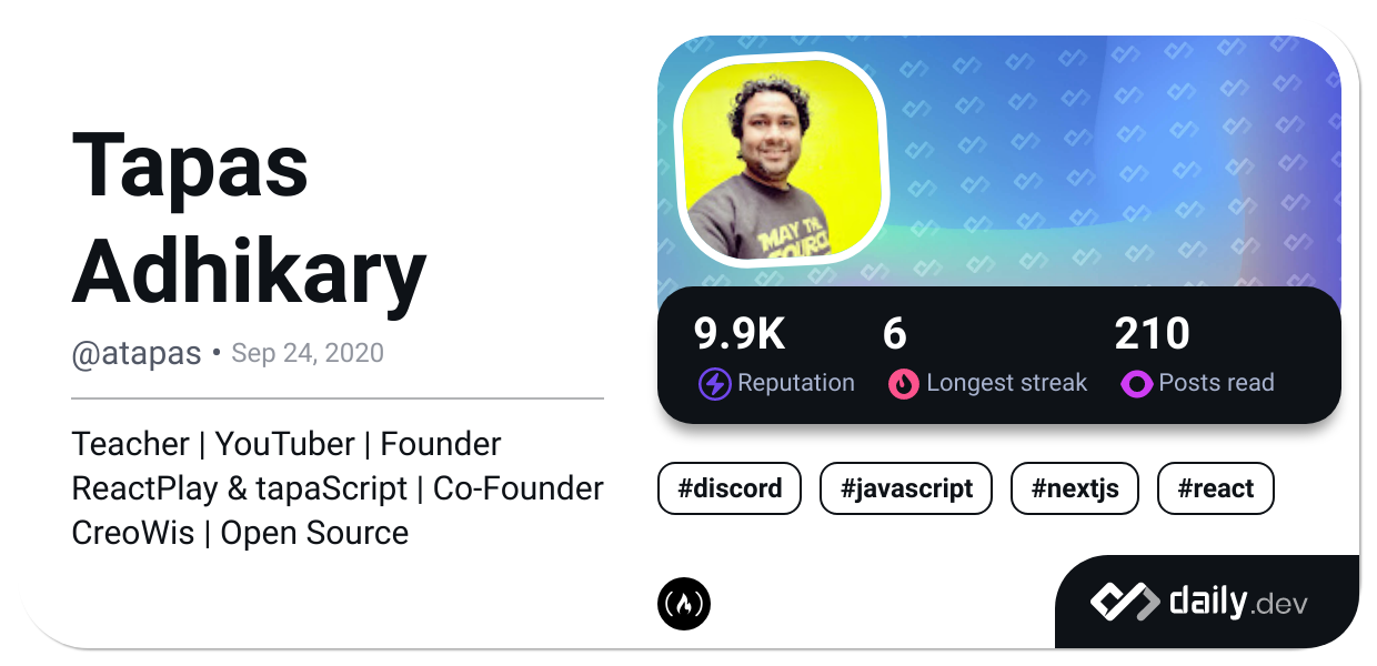 Recent posts by Tapas Adhikary (@atapas) | daily.dev