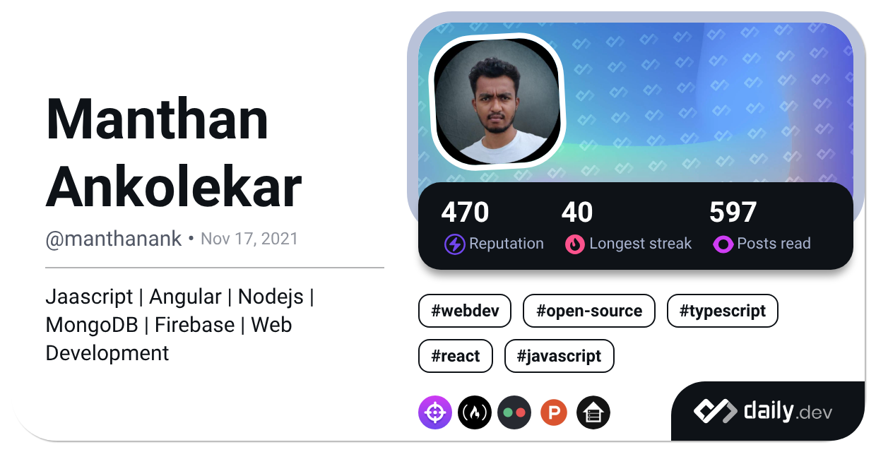 Recent posts by Manthan Ankolekar (@manthanank) | daily.dev