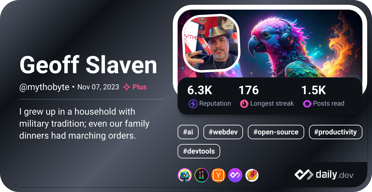 Geoff Slaven (@mythobyte) | daily.dev