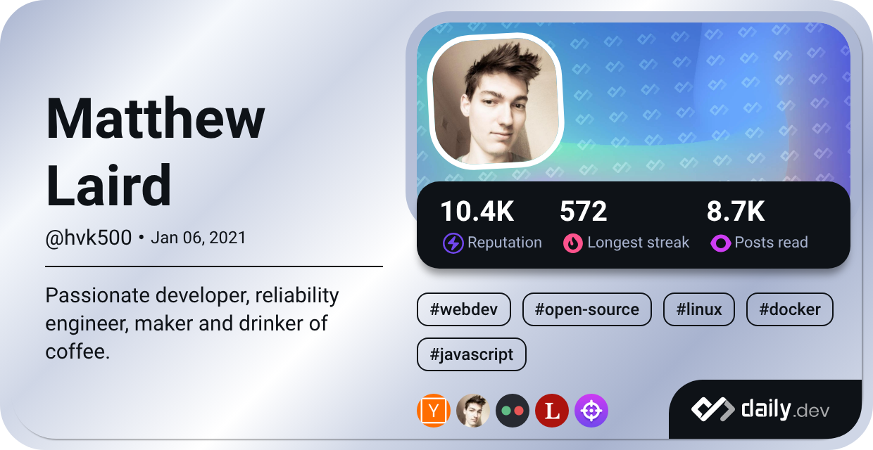 Matthew Laird (@hvk500) | daily.dev