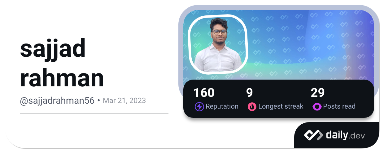 sajjad rahman (@sajjadrahman56) | daily.dev