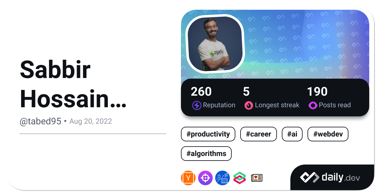 Sabbir Hossain Abed (@tabed95) | daily.dev