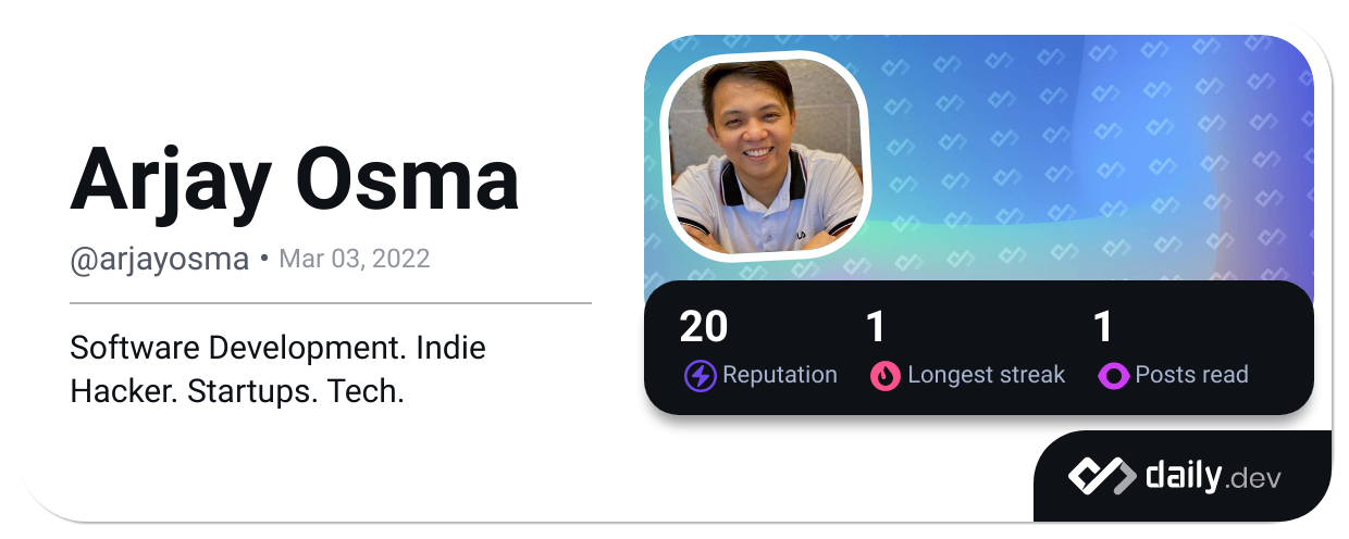 Arjay Osma (@arjayosma) | daily.dev
