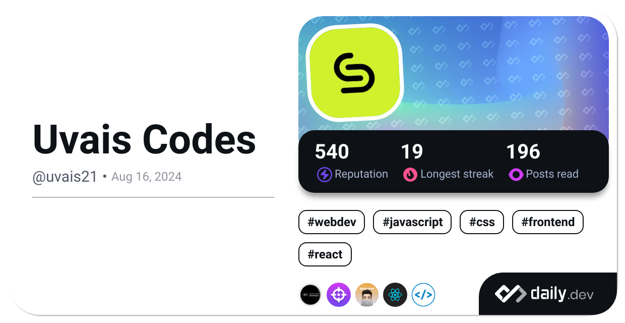 Uvais Codes (@uvais21) | daily.dev