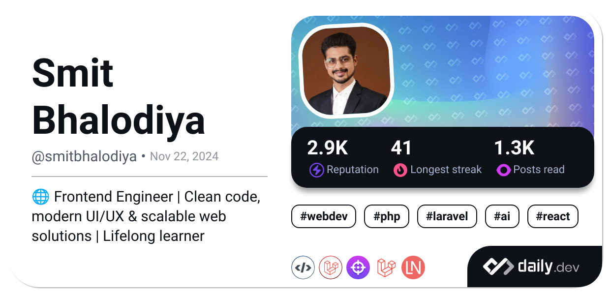 Smit Bhalodiya (@smitbhalodiya) | daily.dev