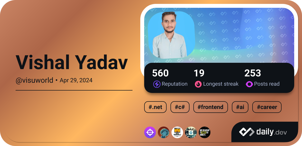 Vishal Yadav (@visuworld) | daily.dev
