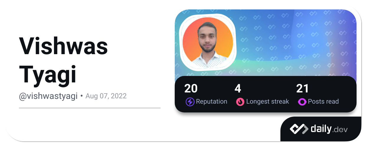 Vishwas Tyagi (@vishwastyagi) | daily.dev
