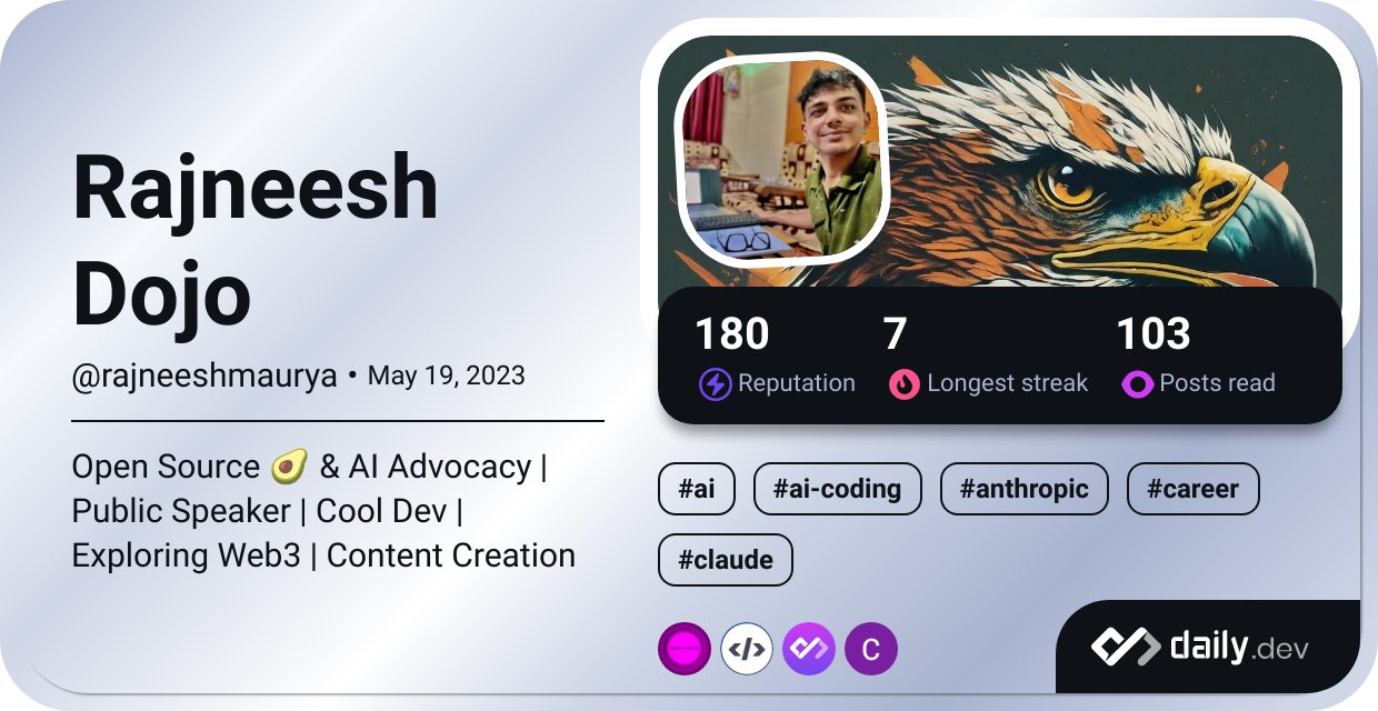Rajneesh Dojo (@rajneeshmaurya) | daily.dev