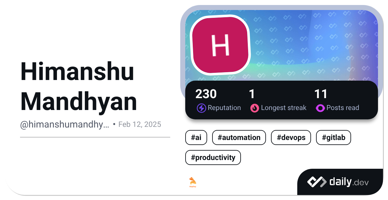 Himanshu Mandhyan (@himanshumandhyan) | daily.dev