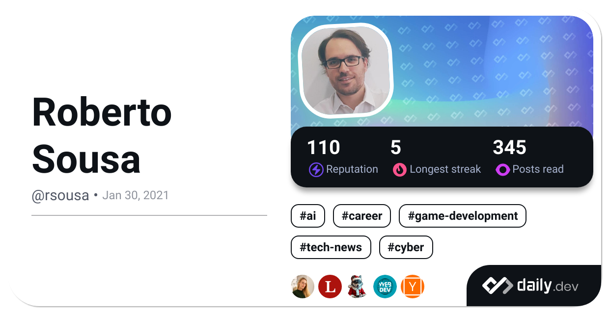Recent posts by Roberto Sousa (@rsousa) | daily.dev