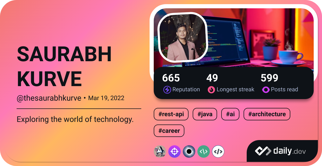 Recent posts by SAURABH KURVE (@thesaurabhkurve) | daily.dev