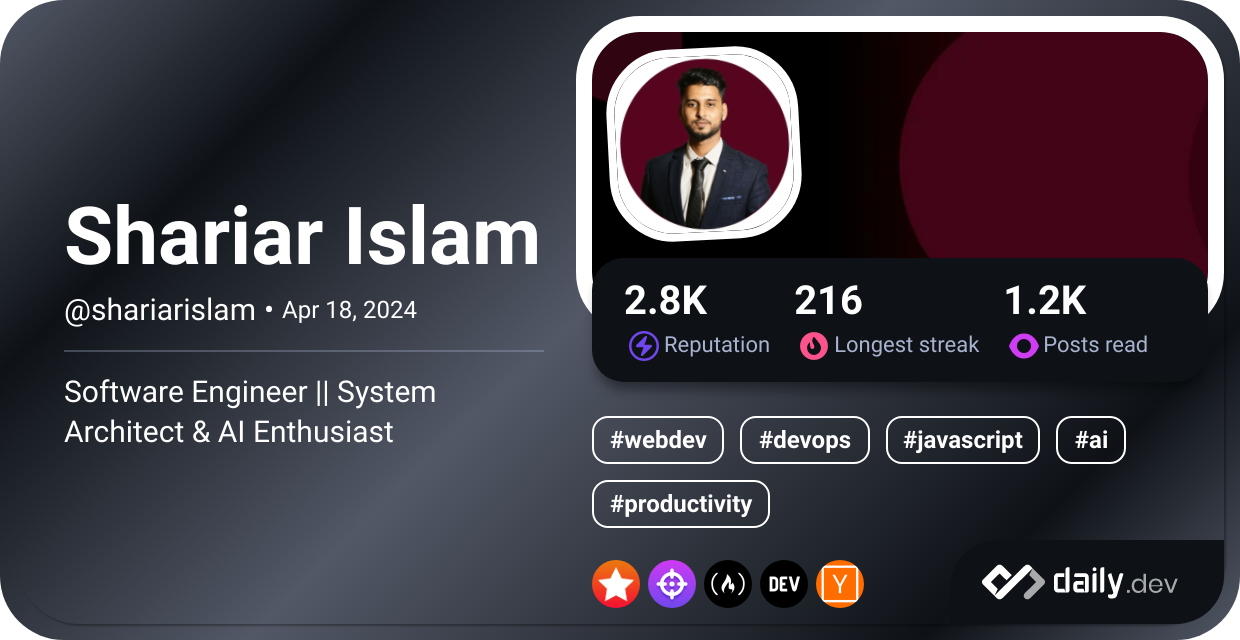 Shariar Islam (@shariarislam) | daily.dev