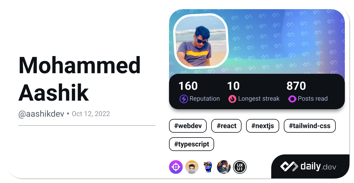 Mohammed Aashik (@aashikdev) | daily.dev