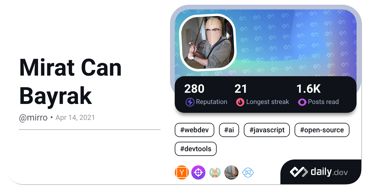 Mirat Can Bayrak (@mirro) | daily.dev