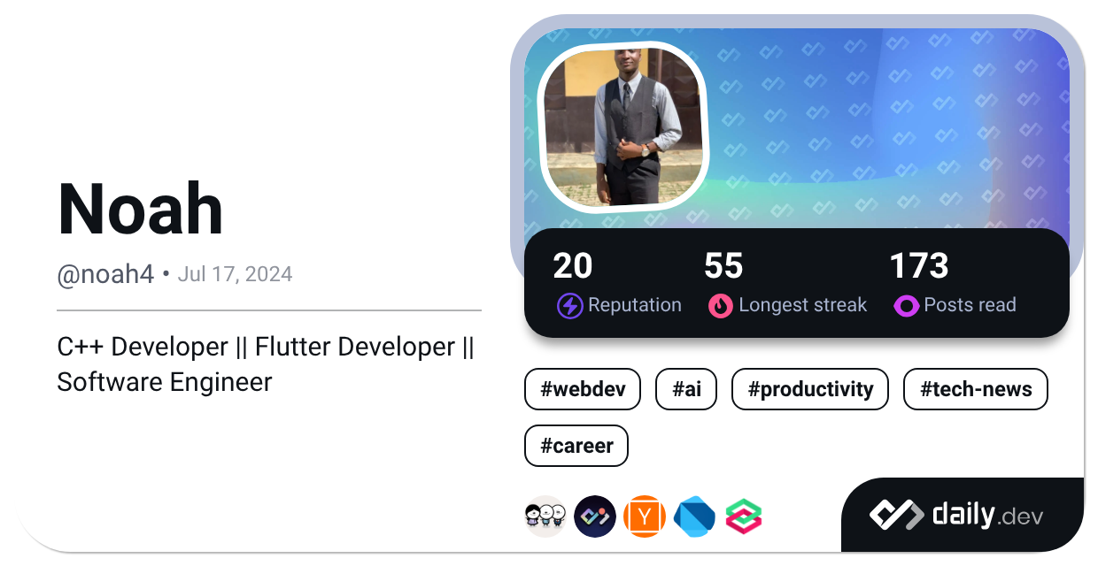 Noah (@noah4) | daily.dev