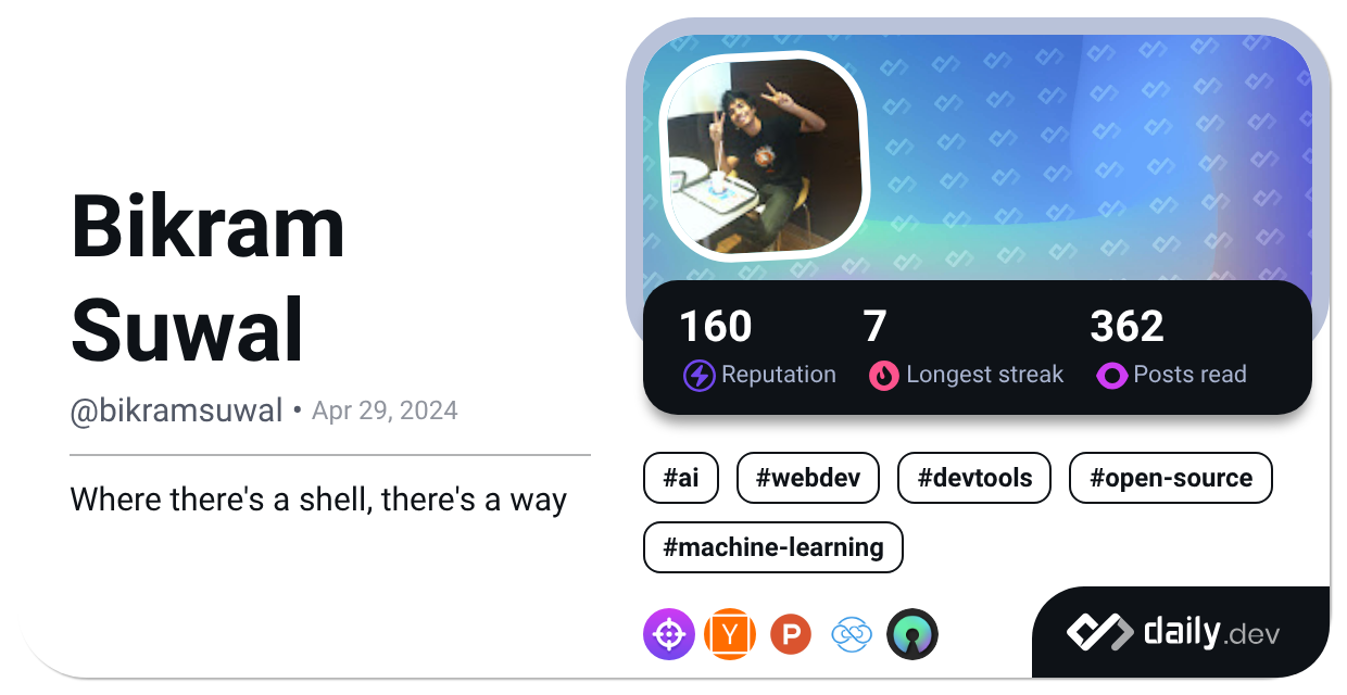 Bikram Suwal (@bikramsuwal) | daily.dev
