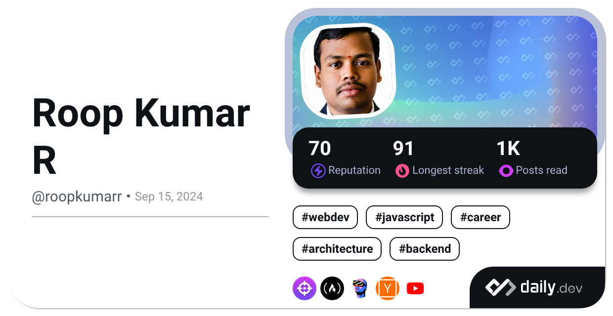 Roop Kumar R (@roopkumarr) | daily.dev