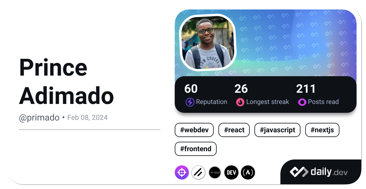 Recent posts by Prince Adimado (@primado) | daily.dev