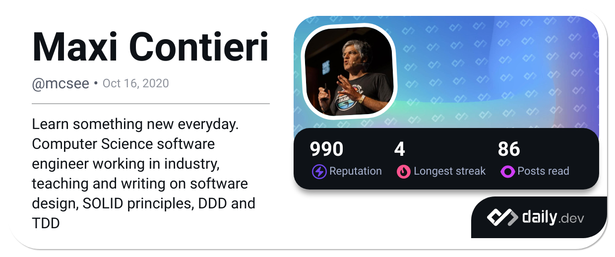 Maxi Contieri (@mcsee) | daily.dev