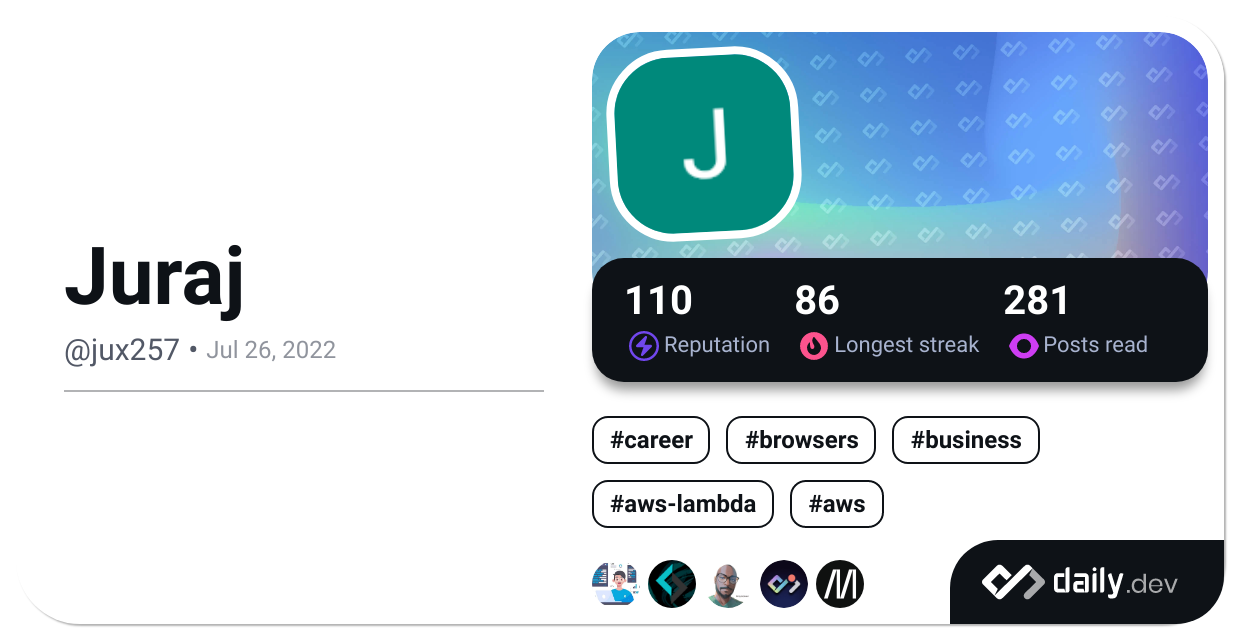 Juraj (@jux257) | daily.dev