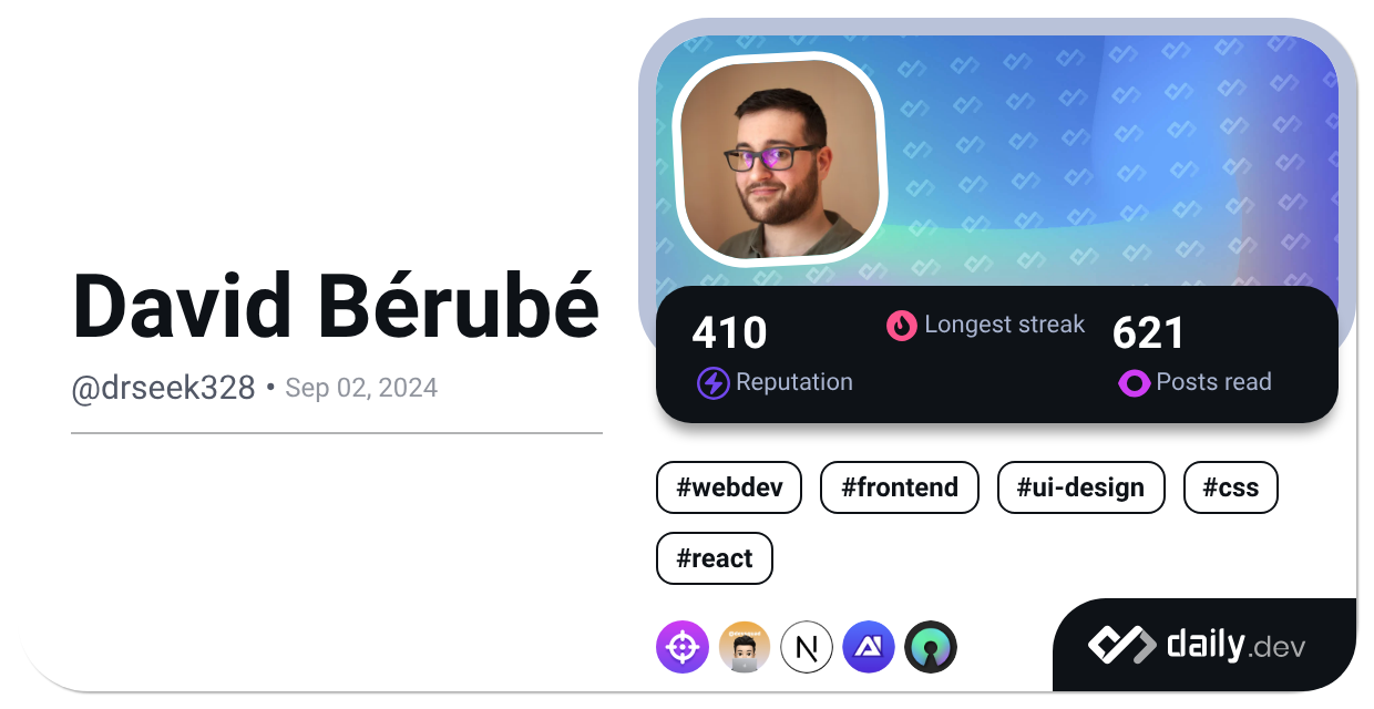 Recent posts by David Bérubé (@drseek328) | daily.dev