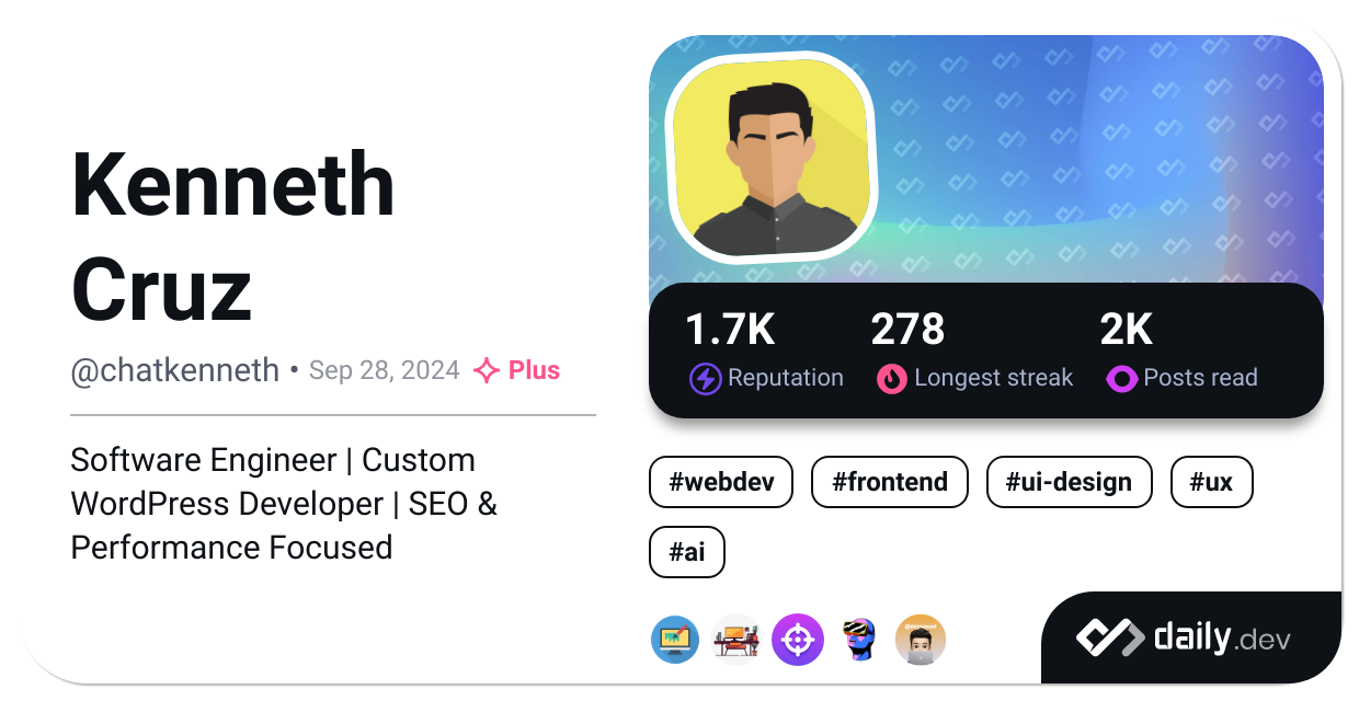 Kenneth Cruz (@chatkenneth) | daily.dev