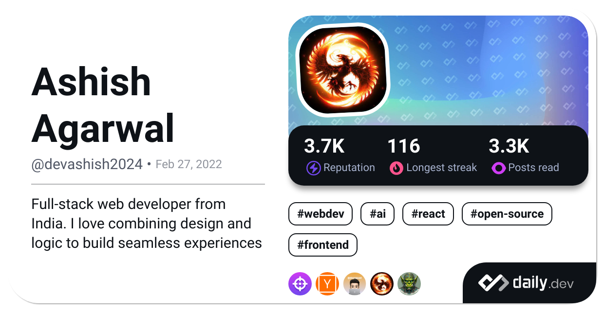 Ashish Agarwal (@devashish2024) | daily.dev